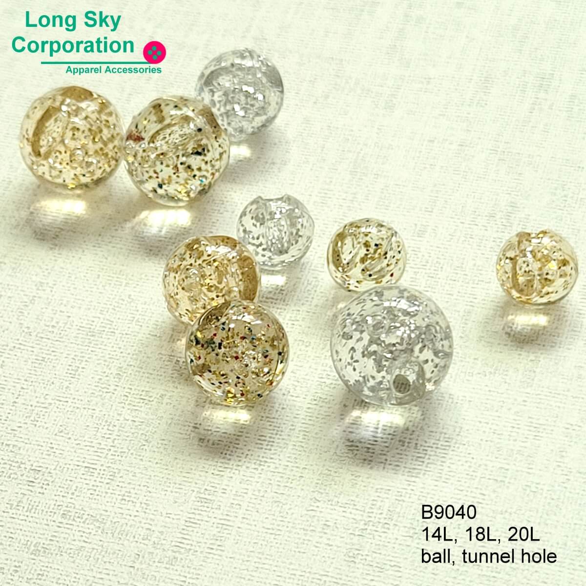 Ball type tunnel hole shirt button with glitter (B9040/14L,18L,20L ...